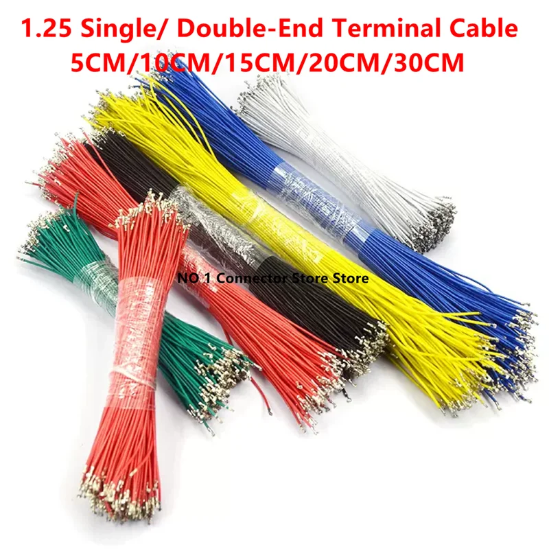 100PCS JST 1.25mm Connector Terminal Wire 1571-28awg Single /Double Head Electronic Connecting ...
