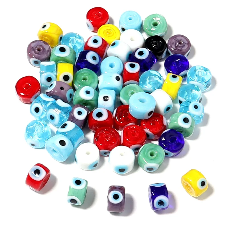 Round-Lampwork-Evil-Eye-Beads-Liuli-Flat-Loose-Fashion-Jewelry-For-Bead ...