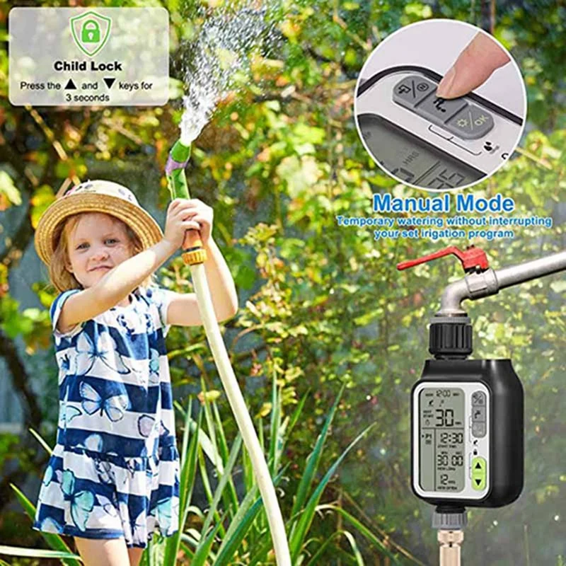 Programmateur arrosage,Minuterie d'eau de jardin avec capteur de pluie,système IRRIG automatique ...