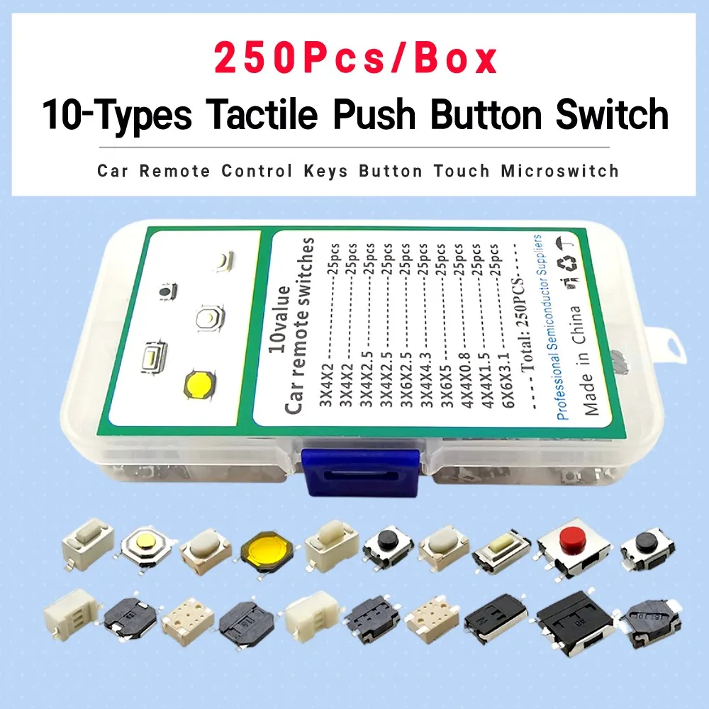 250Pcs-Box-10-Type-Micro-Tactile-Push-Button-Switch-Car-Remote-Tablet ...