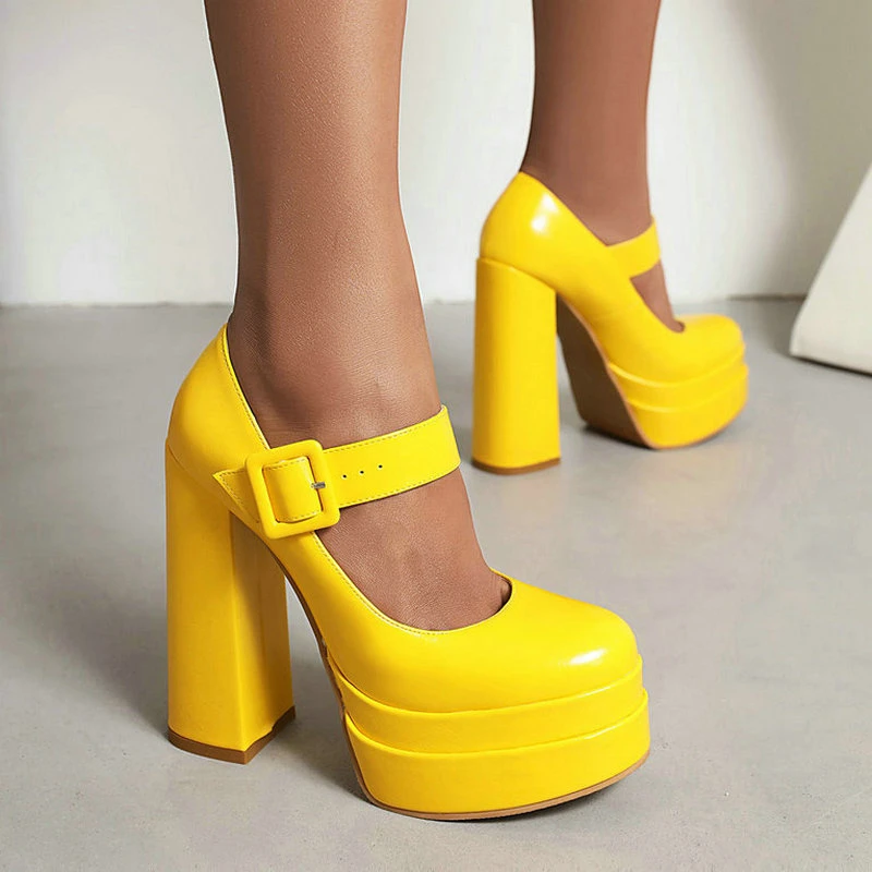 Yellow Womens Platform High Heels | Women's High Heel Platform Shoes ...