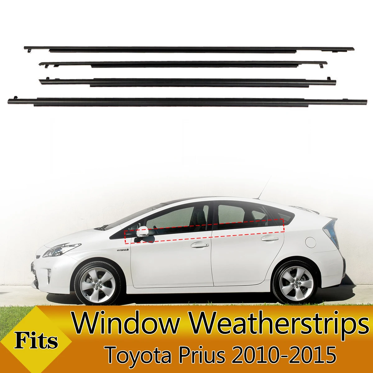 4PCS Car Outer Windows Rubber Weatherstrip Waterproof Pressure Strip ...