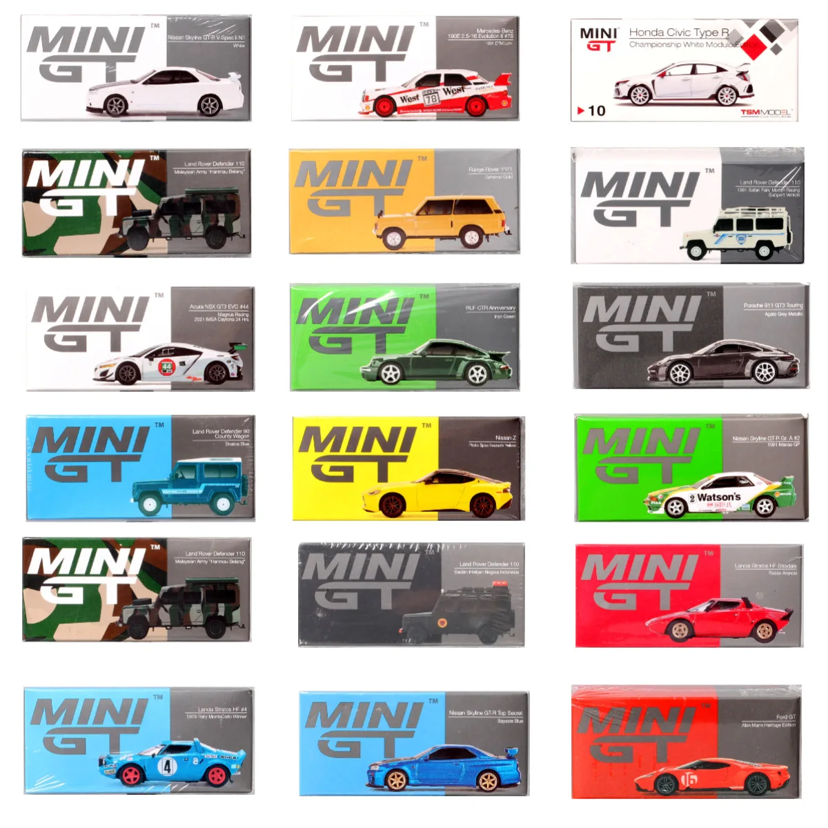 MiniGT-1-64-Scale-Ford-GT-Nissan-Skyline-GTR-Defender-110-RUF-CTR ...