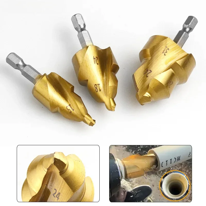 Upgraded-Spiral-PPR-Water-Pipe-Lifting-Drill-Stepped-Drill-Bit-Hole ...