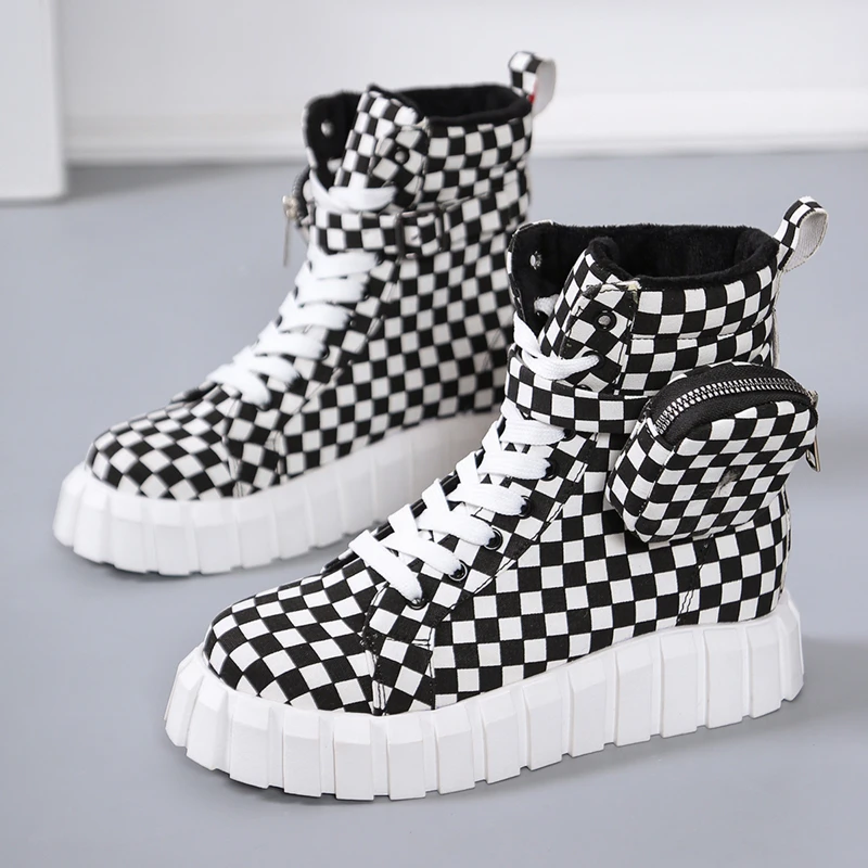 Botas Women Motorcycle Ankle Boots Wedges Female Lace Up Platforms ...