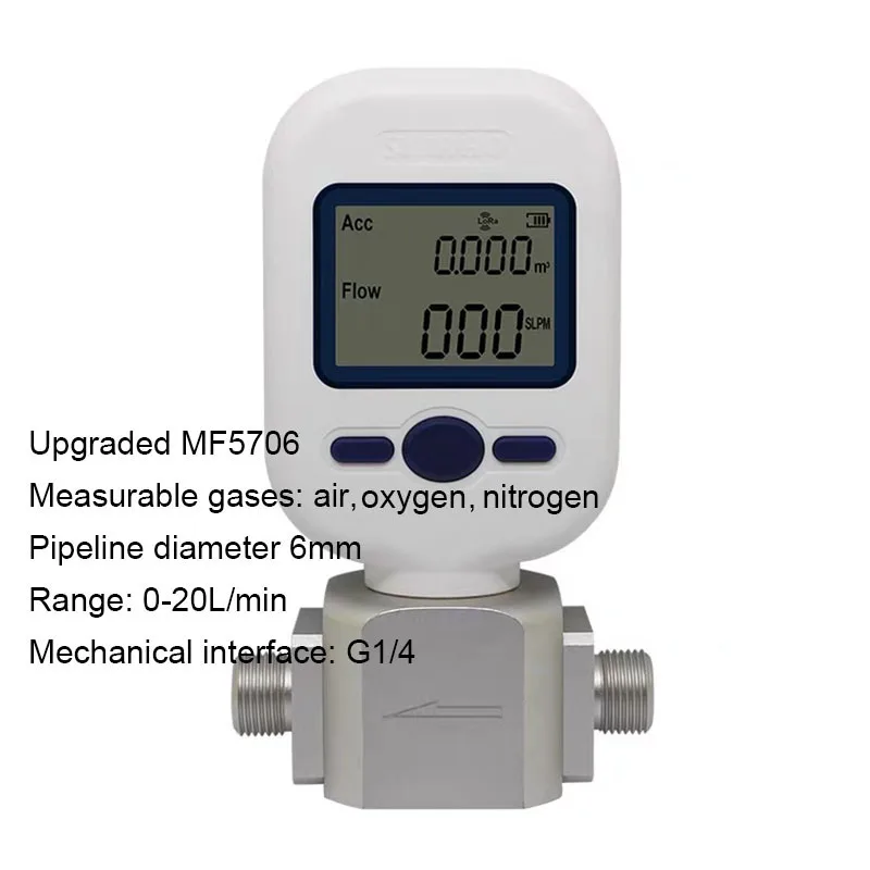 NEW Digital Gas Mass Flow Meter 0-200L/Min Protable Gas Air Flow Rate ...