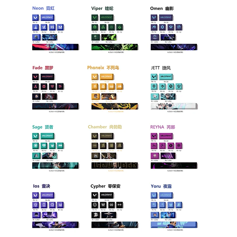 Valorant-Yoru-Omen-Sage-Jett-Neon-Keycap-PBT-Cherry-Profile-9Keys ...