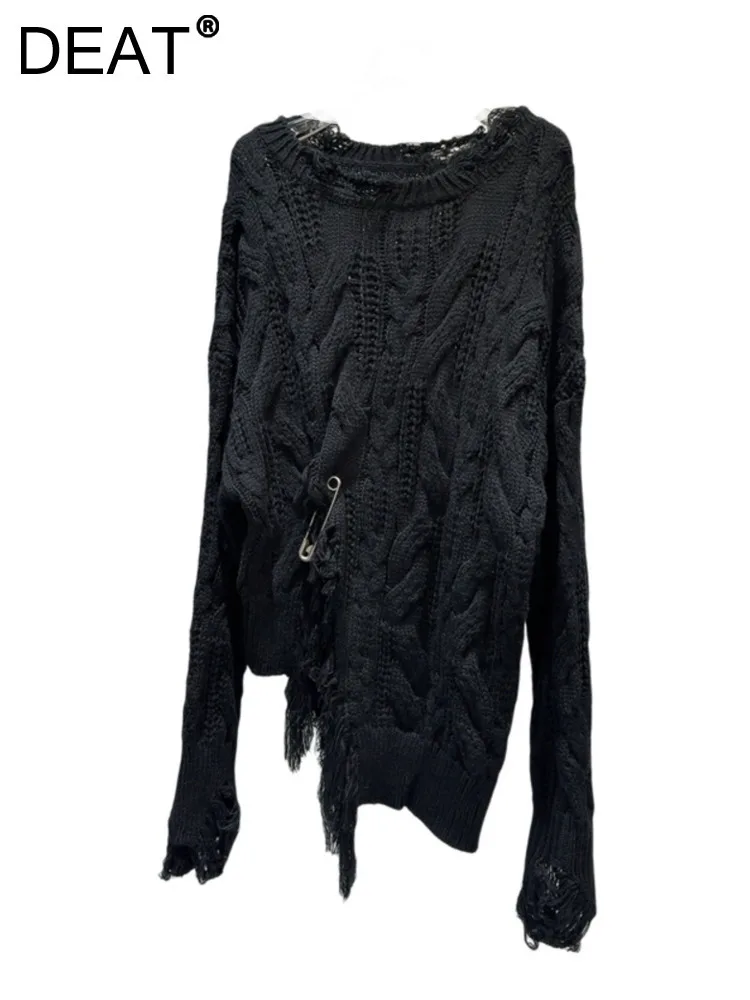 DEAT-Women-s-Knitted-Sweaters-Twist-Shape-Irregular-Design-Tassel-O ...