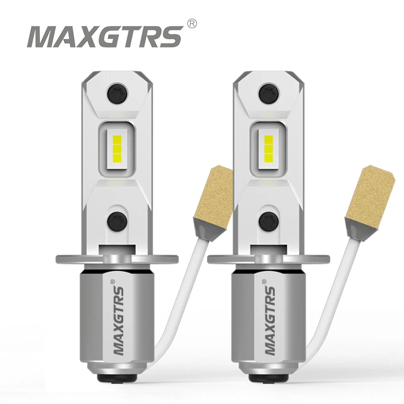 2Pcs H3 LED Headlight Bulb Canbus No Fan High Beam 6500K White 3000K ...