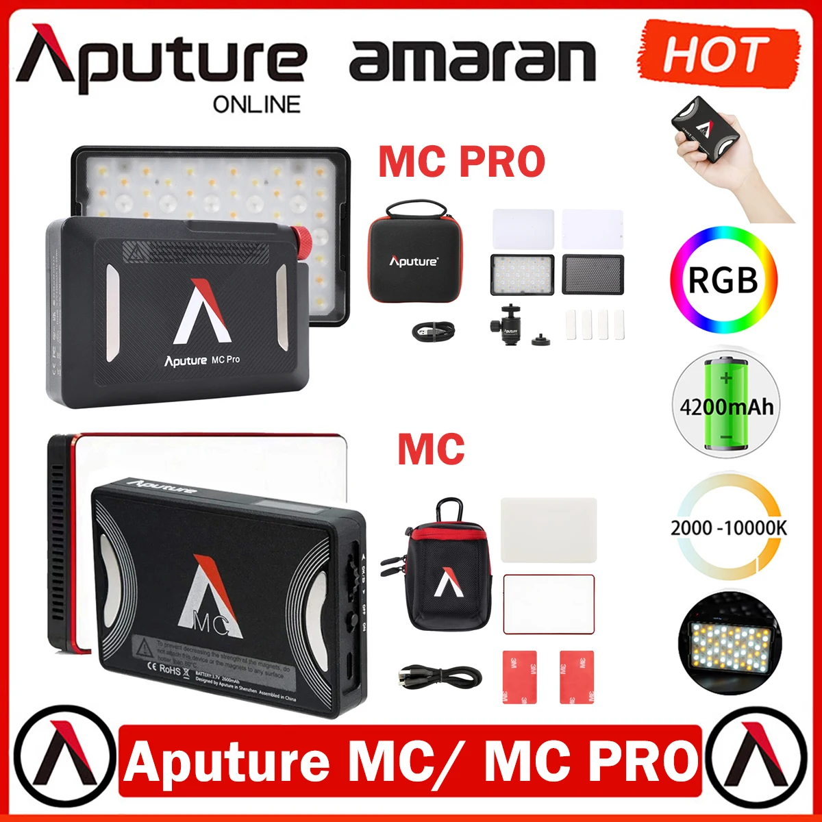 Aputure-MC-MC-Pro-RGBWW-LED-2000K-10000K-Support-Magnetic-Attraction ...