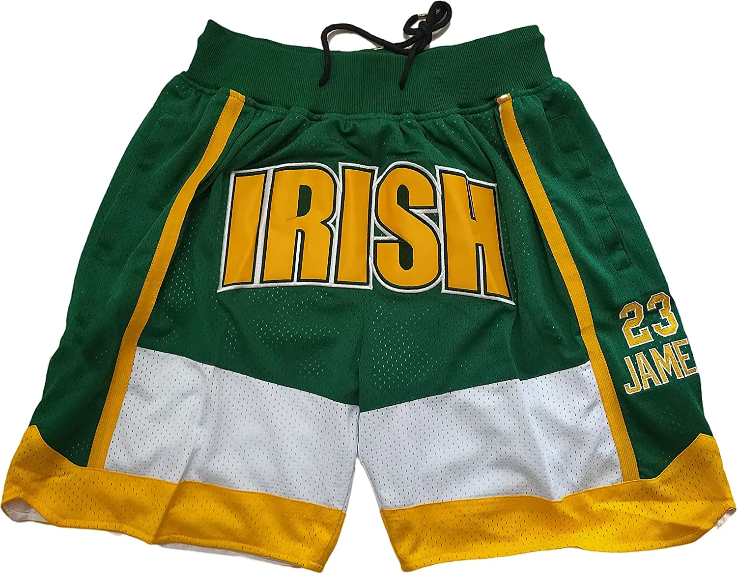 Mens Basketball Shorts Retro Mesh Rap Embroidered Short with Pockets ...