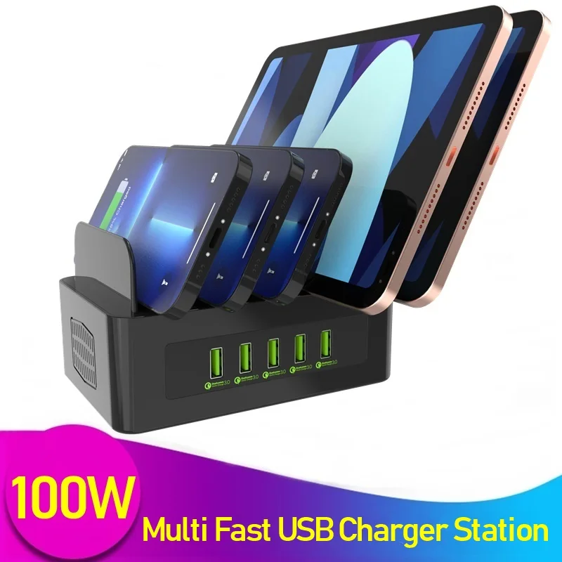 100W-Multi-5-Port-USB-Charger-QC-3-0-USB-Fast-Charging-Station-Desk ...