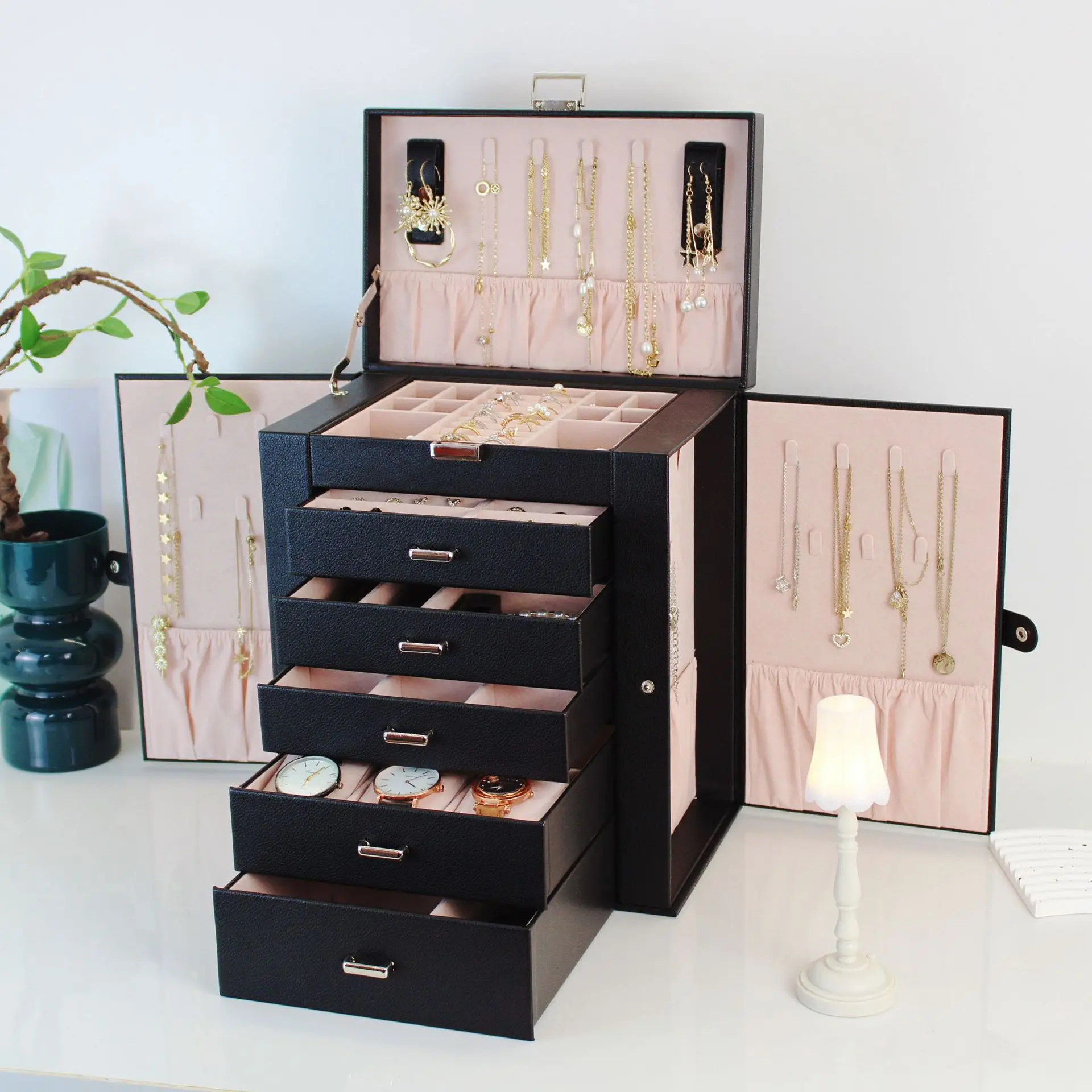 Large capacity jewelry box storage box Multi-layer drawer jewelry box ...