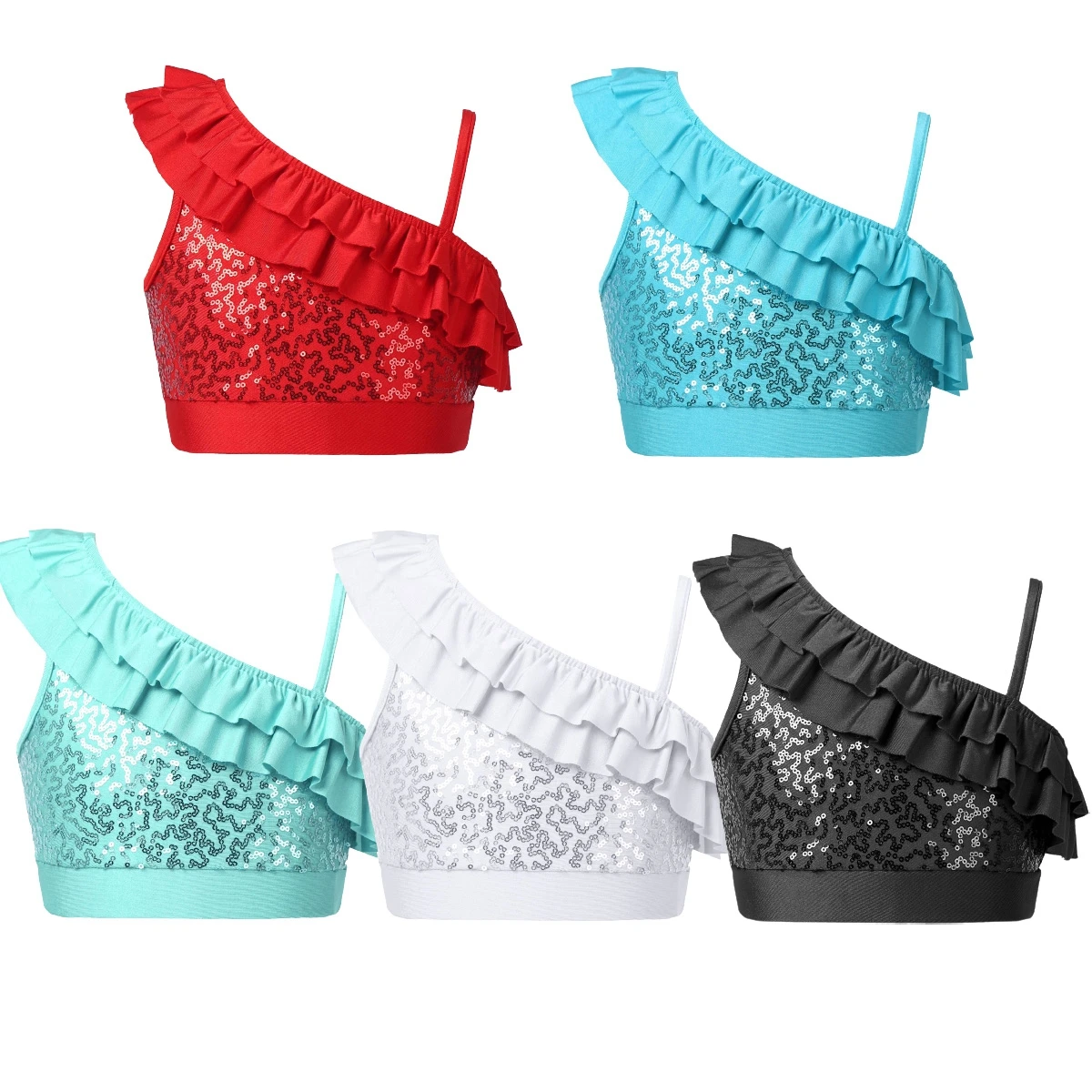 Kids-Girls-Dance-Crop-Top-Sleeveless-Shiny-Sequins-Ruffle-Tank-Tops-for ...