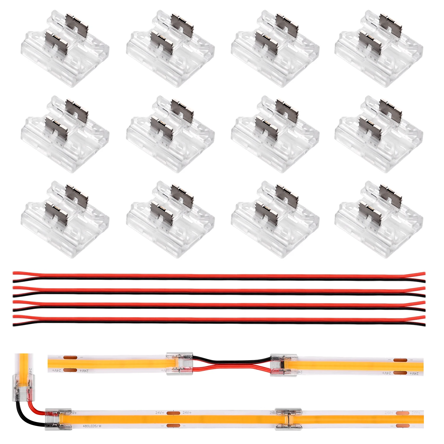12-Uds-conector-LED-sin-soldadura-transparente-4-en-1-conectores-DIY ...