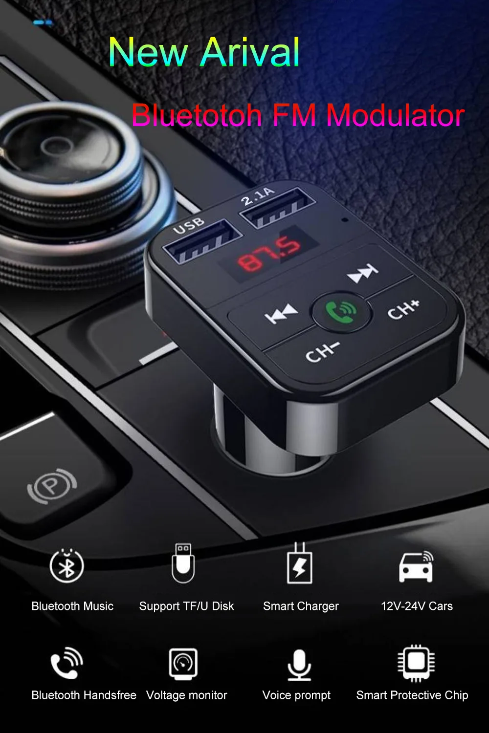 B2 Car Mp3 Bluetooth Player Hands Free Call Fm Card Insertion Machine Usb Bluetooth Car Charging ...