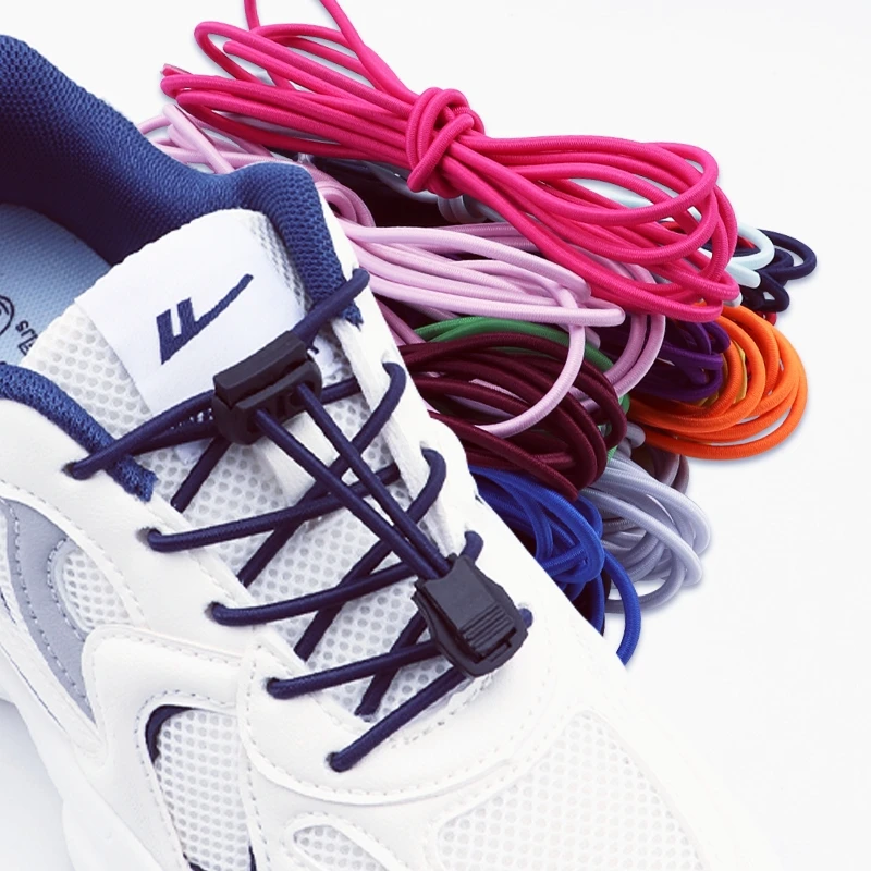 Square Plastic Locking Lace Adults Kids Tennis New Elastic Laces ...