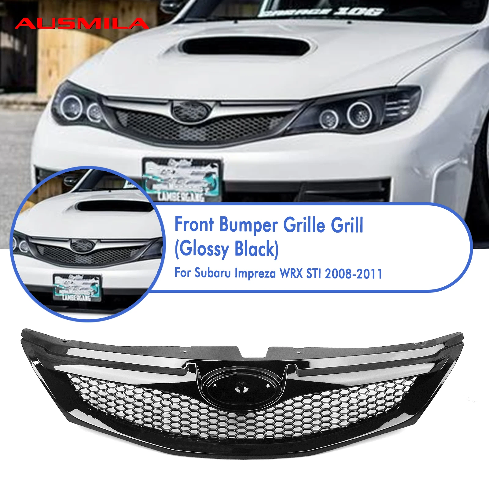 Front-Hood-Mesh-Racing-Grill-para-Subaru-Impreza-WRX-STi-2008-2009-2010 ...