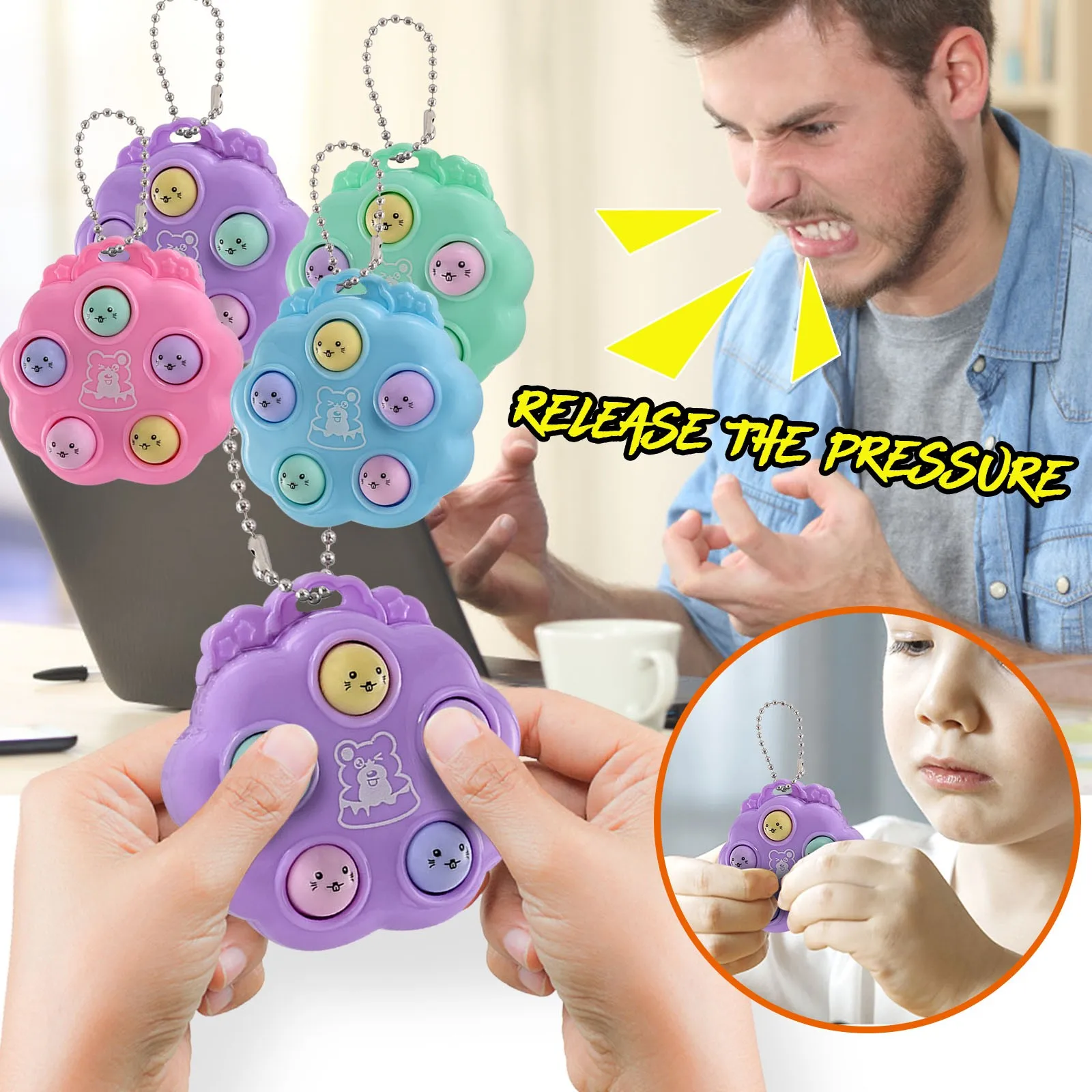 تسوق New Kawaii Fidget Toys Whack A Mole Keychain Dimple Fidget Board Portable Antistress 
