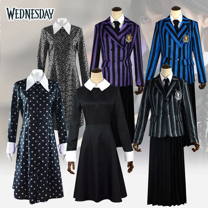 Wednesday Costume Addams Family | Wednesday Addams Cosplay Costume ...