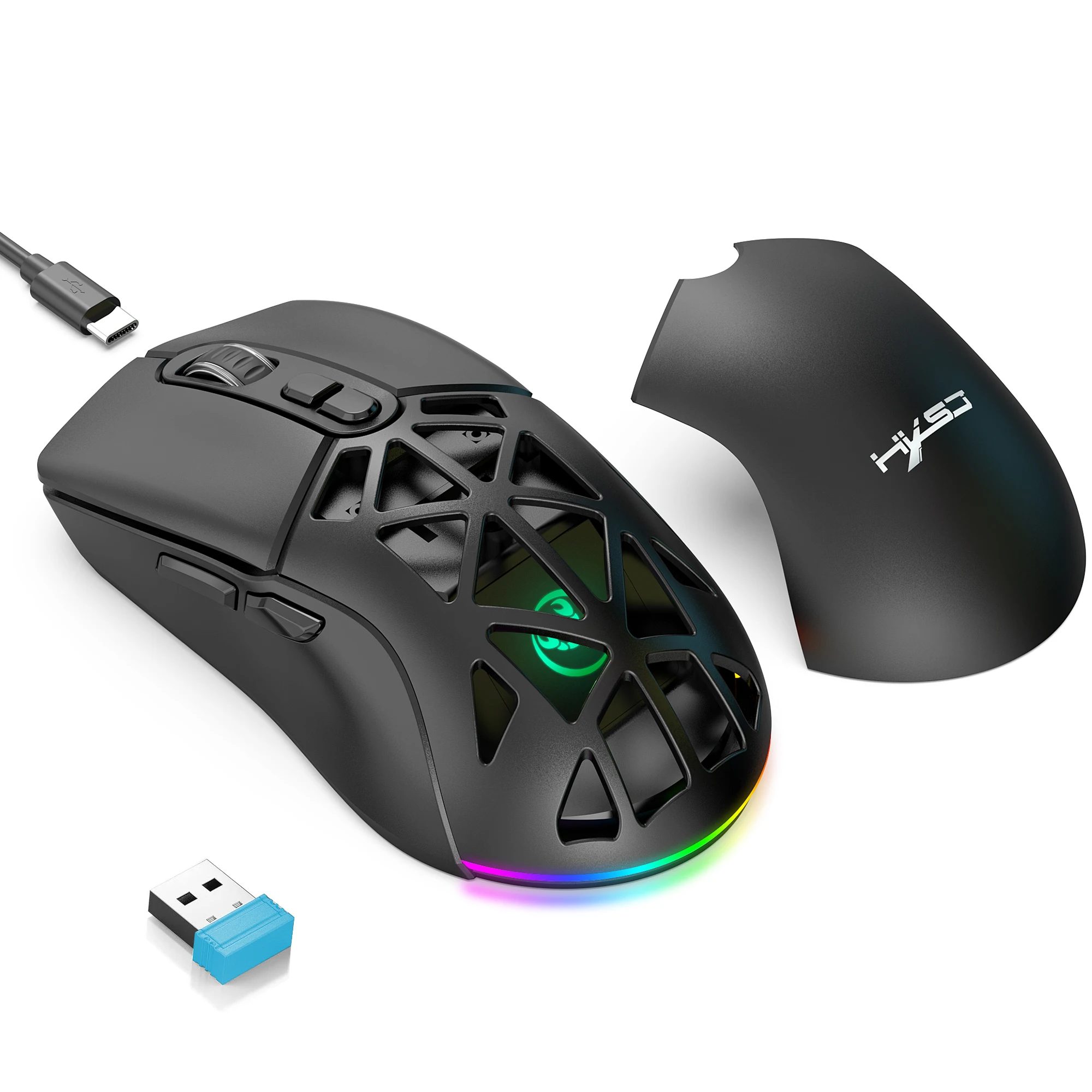 Rato-de-Jogo-Sem-Fio-Recarreg-vel-Tampa-Substitu-vel-Bluetooth-RGB-Leve ...