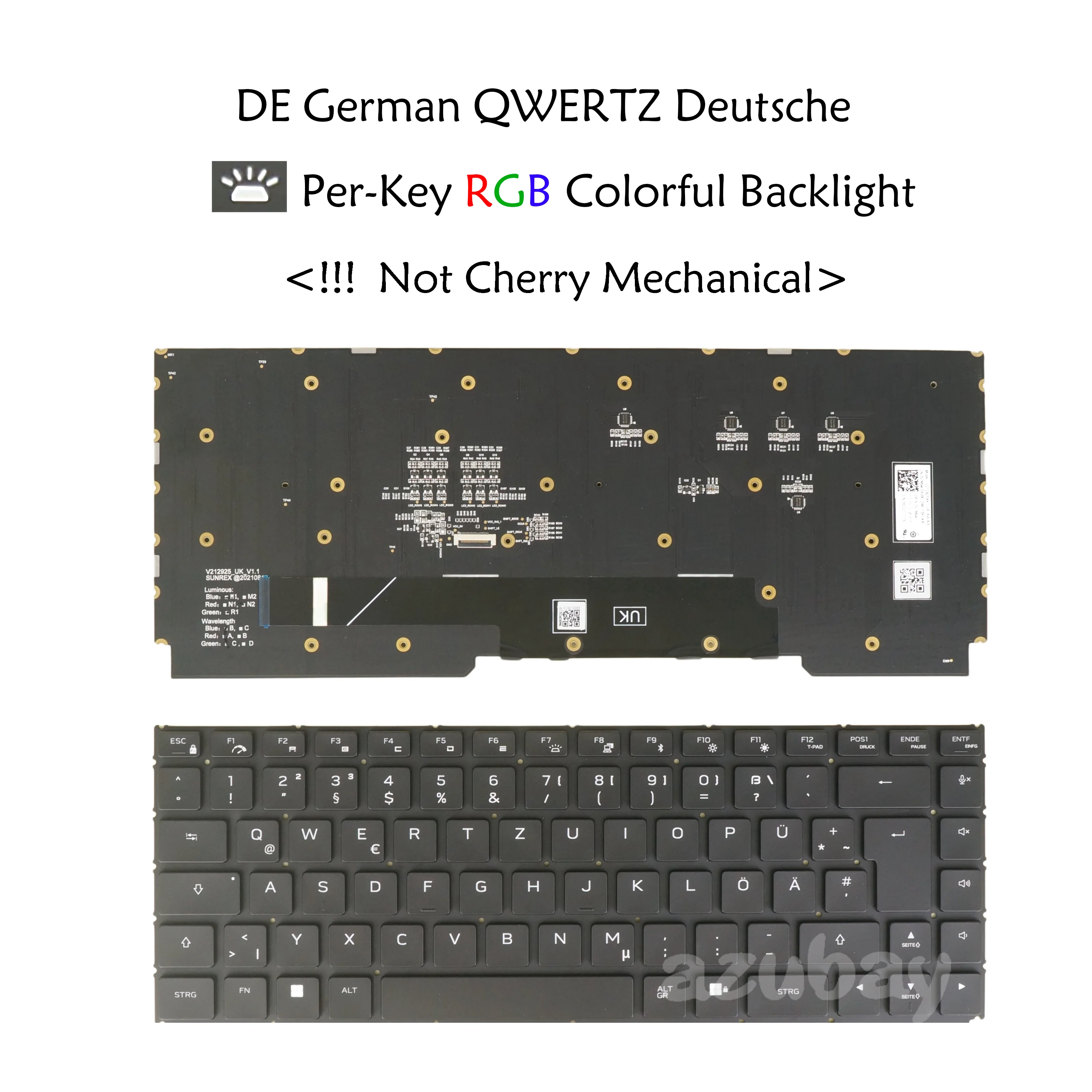 German QWERTZ Laptop Keyboard for DELL Alienware M15 R7, M17 R5 0V1M94 ...