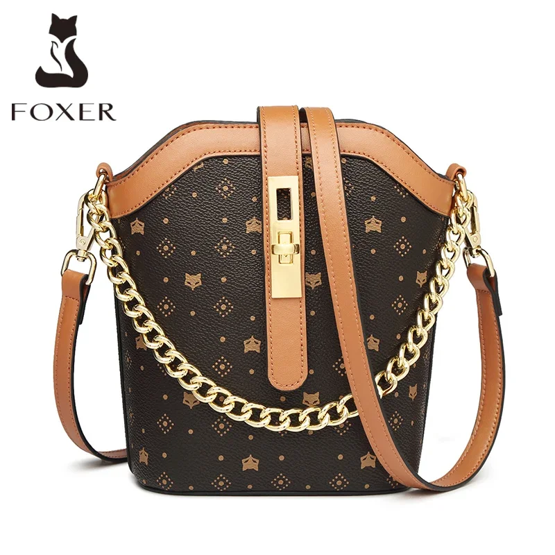 FOXER-Monogram-PVC-Crossbody-Bag-Vegan-Leather-Lady-Bucket-Shoulder-Bag ...