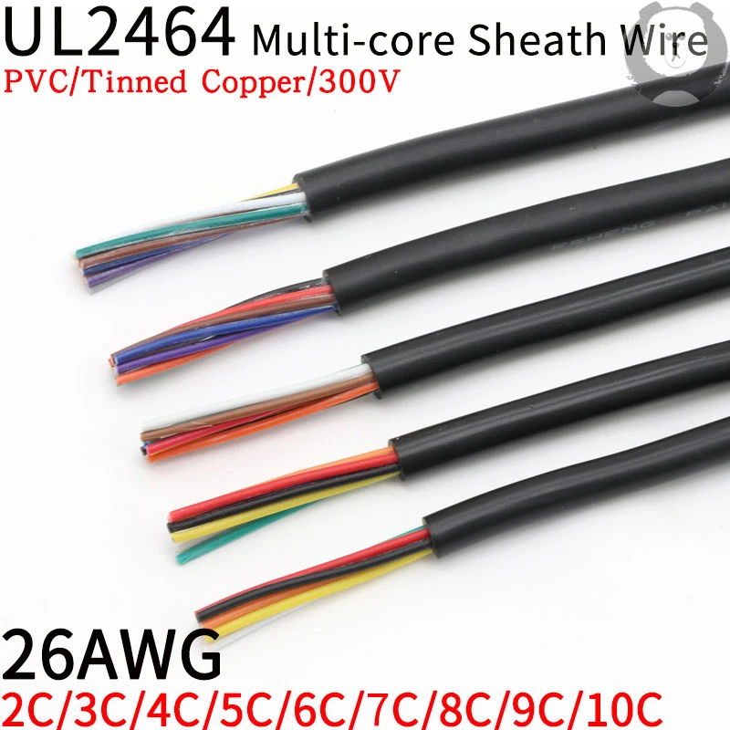 1M 26AWG UL2464 Sheathed Wire Cable Channel Audio Line 2 3 4 5 6 7 8 9 10 Cores Insulated Soft ...