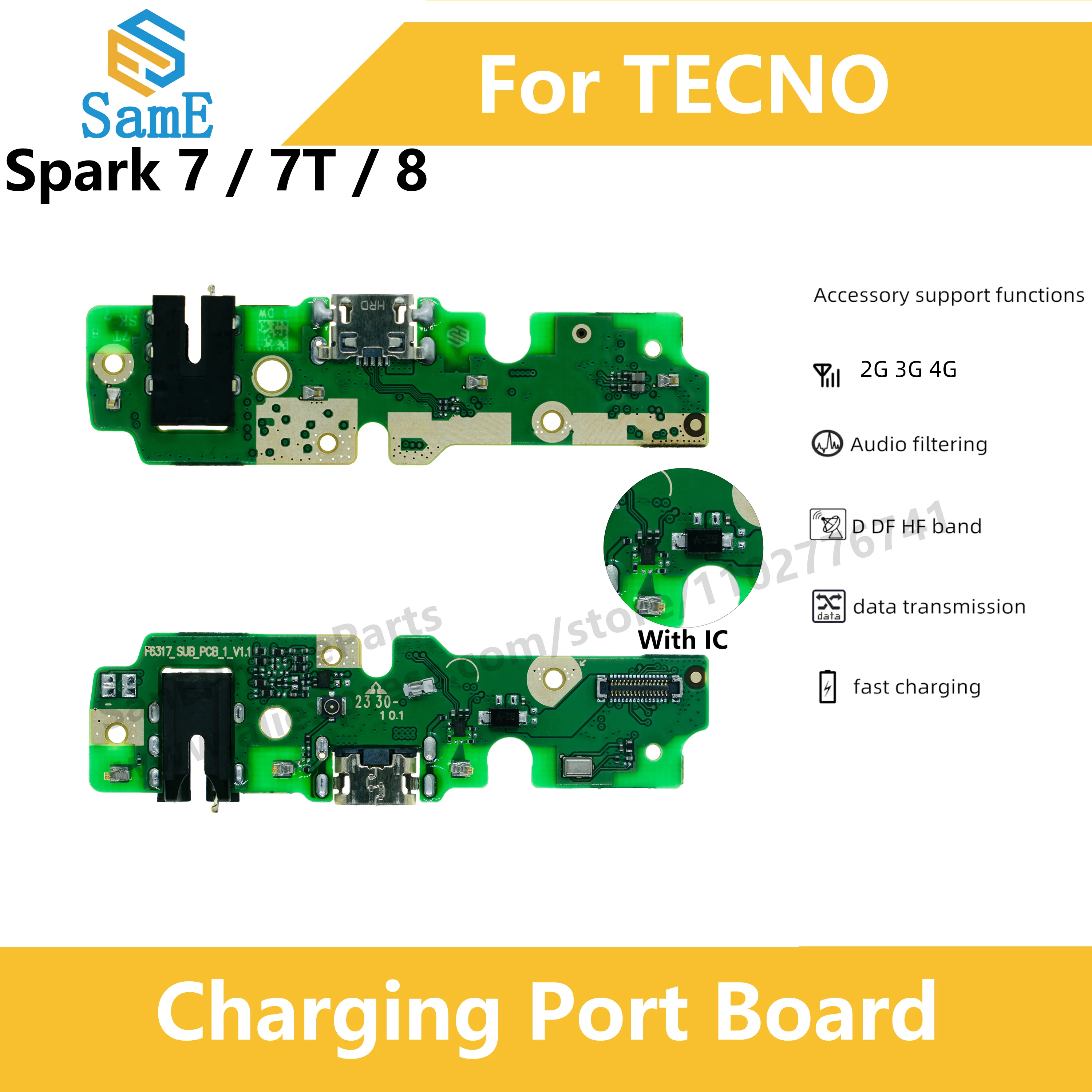 With-IC-Support-fast-charging-For-Tecno-Spark-7-7T-8-KF6-KG6-USB-Dock ...