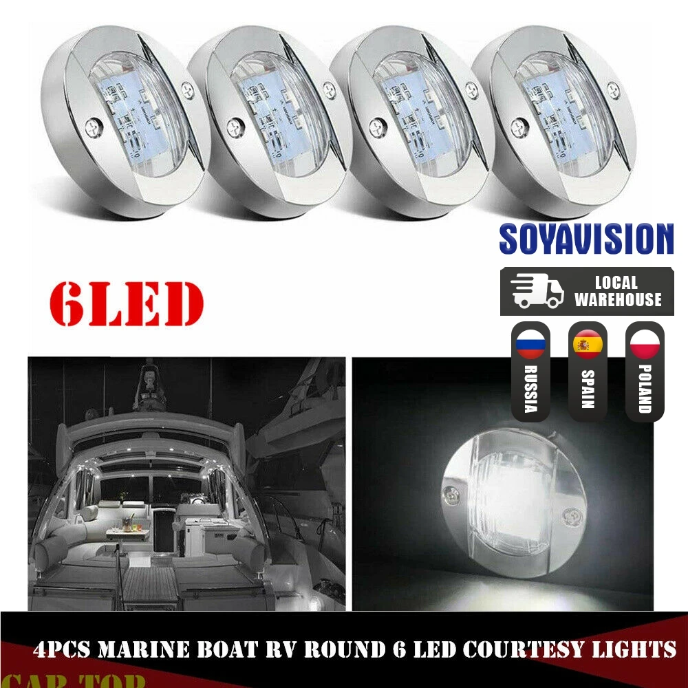 6LED 12V Round Yacht Marine Boat LED Stern Light Cabin Deck Courtesy ...