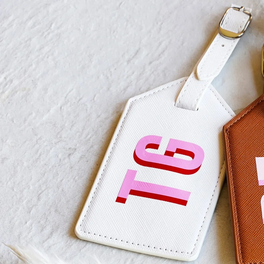 1PC Custom Leather Anti-Lost Tag - Personalized Letter Engraved ...