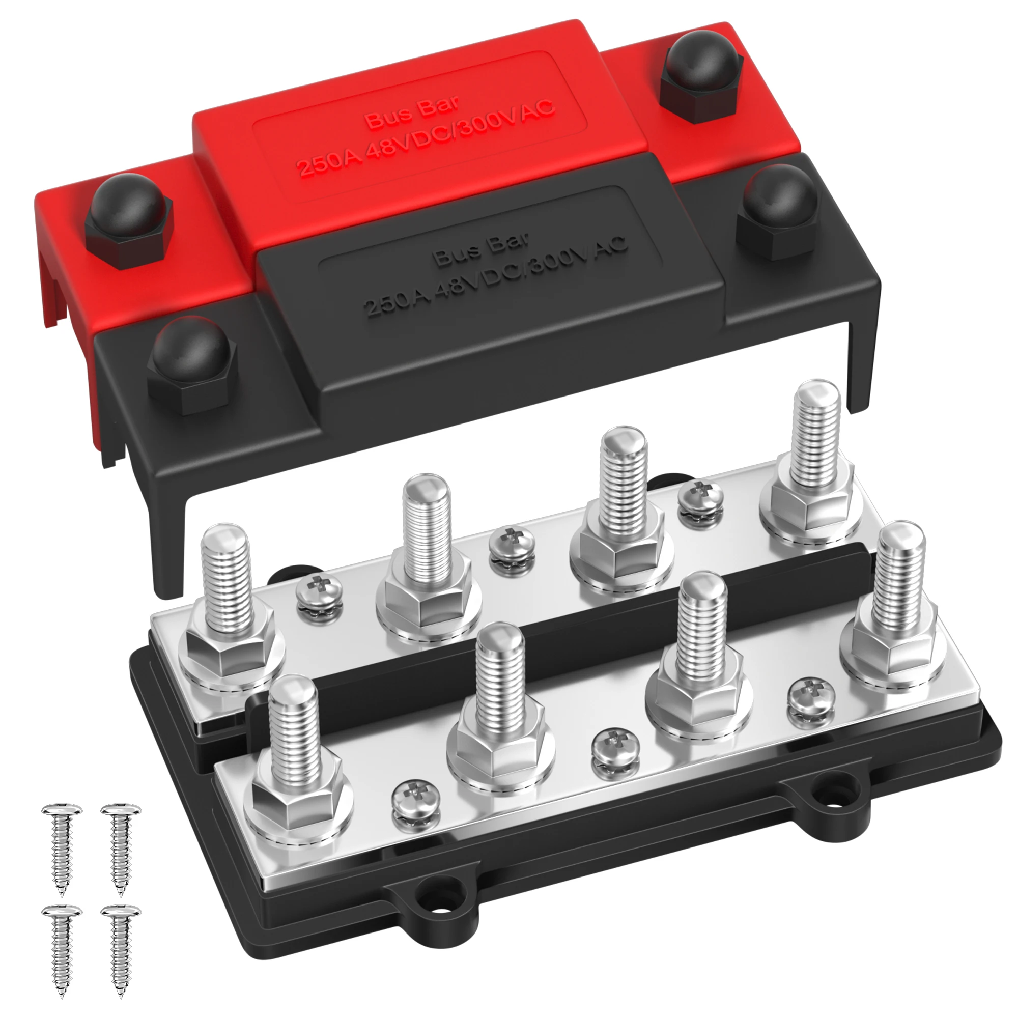 250A-Dual-Row-Bus-Bar-12V-Power-Distribution-Block-8-x-3-8-Terminal ...