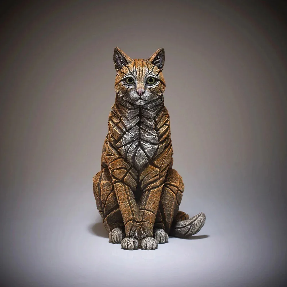 3D Cat Statue Resin Animal Sculpture Home Decor Accessories Sitting Cat ...
