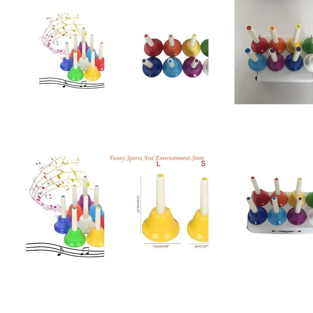 C4DE 8 Note Handbells Set Colorful Hand Bells Percussion Instrument ...