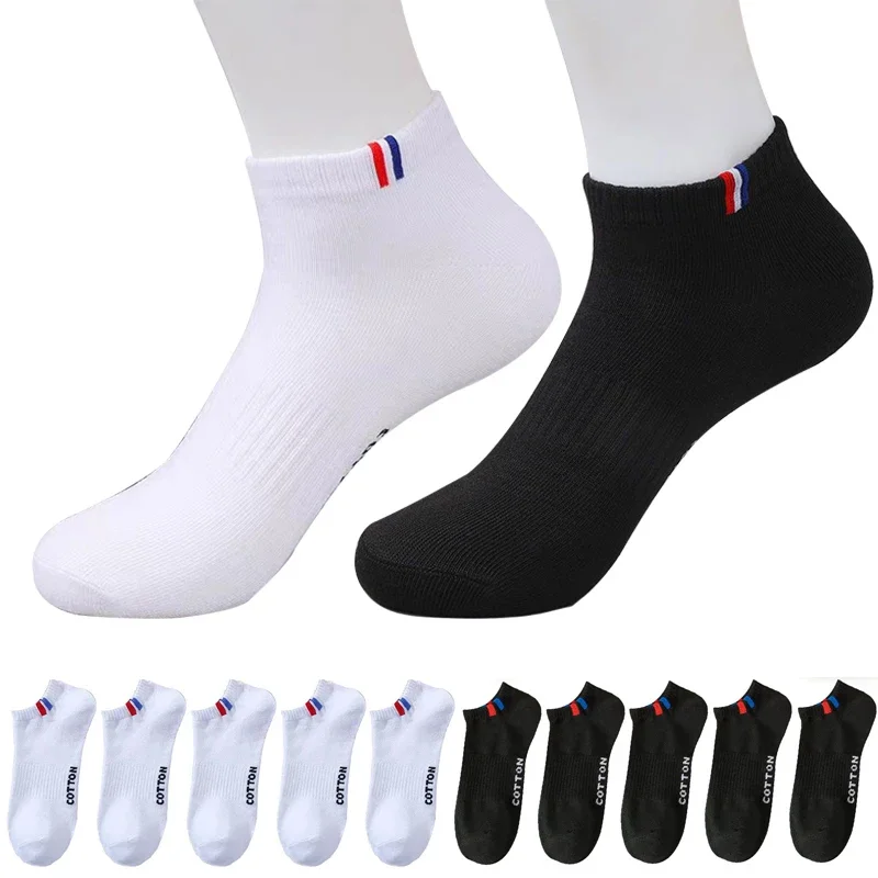 5-Pairs-Spring-Summer-Casual-Men-s-Socks-Black-White-Cotton-Boat-Socks ...