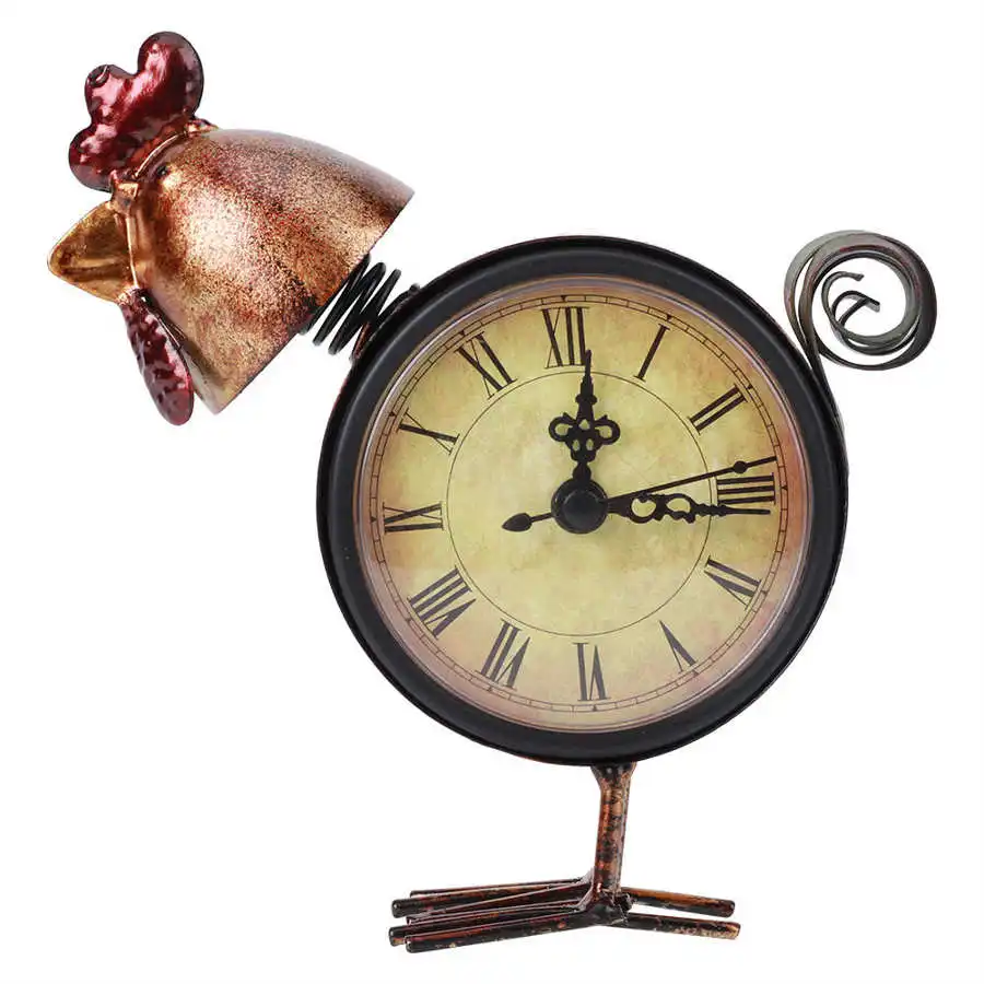 Reloj de escritorio Retro europeo, con forma de gallo de hierro ...