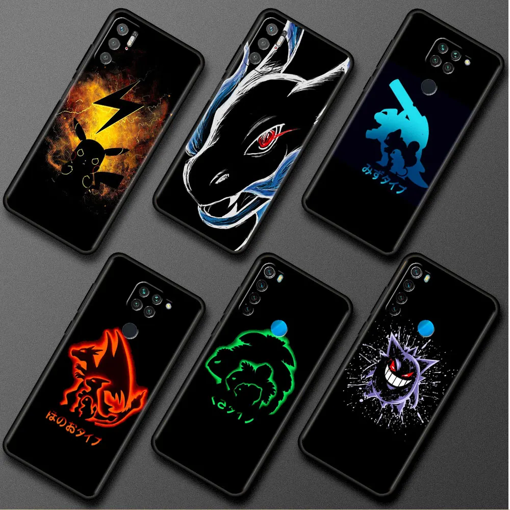 Preto legal caso pokemon para xiaomi redmi nota 10 9 8 11 pro k40 capa ...