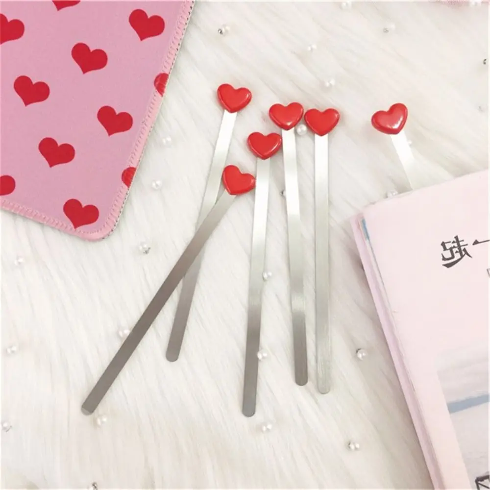 Metal-Love-Heart-Metal-Couple-Bookmarks-Creative-Red-Sliver-Beautiful ...