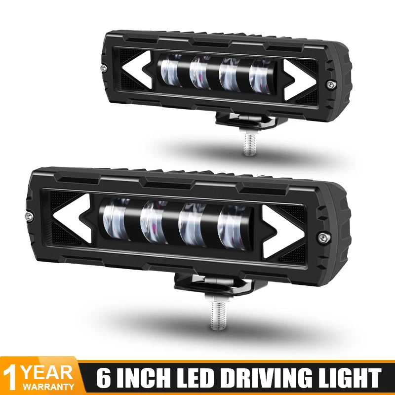 6 Inch 7D LED Work Light Bar 6000K White 3500K Yellow Driving beam ...