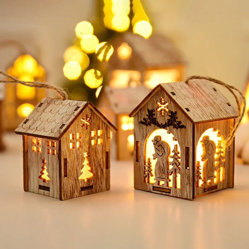 Creative-Wooden-Lighted-House-Santa-Claus-Window-Decoration-Luminous ...