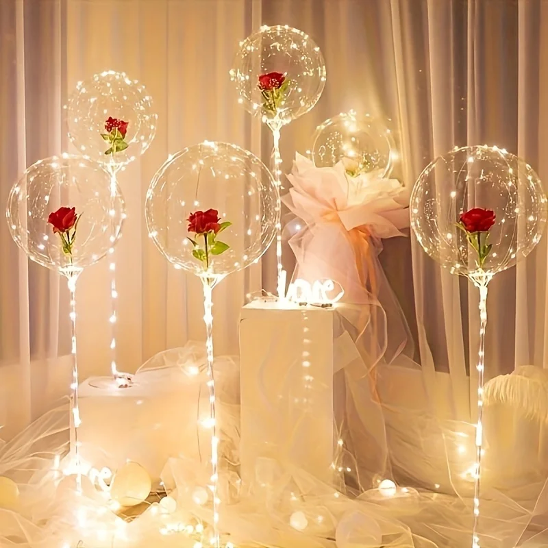 5PCS-Valentine-s-Day-Rose-Wave-Ball-Bouquet-LED-Glow-Balloon-Wedding ...
