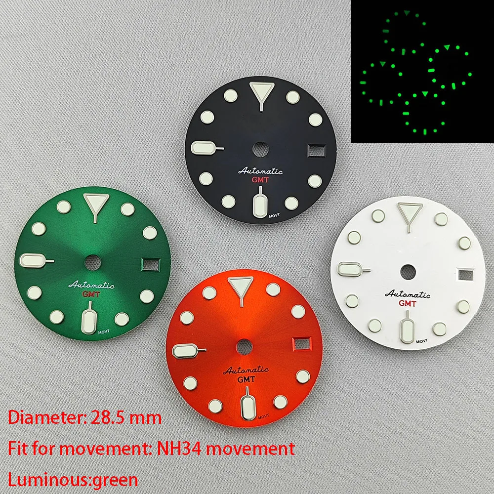 28-5mm-NH34-GMT-dial-S-dial-green-luminous-suitable-for-NH34movement ...