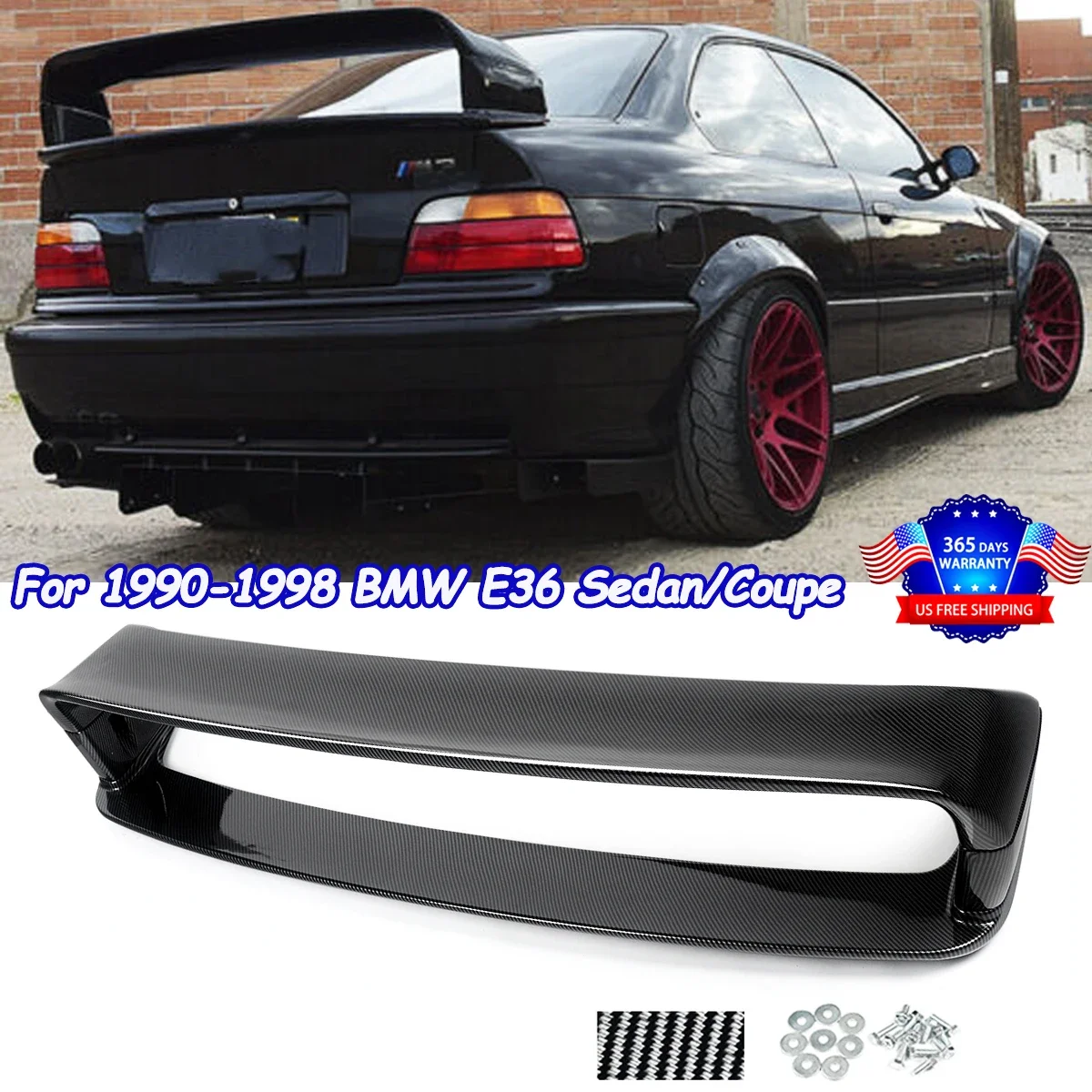 For-BMW-3-Series-E36-M3-91-98-Carbon-Fiber-LTW-GT-Style-Rear-Trunk ...