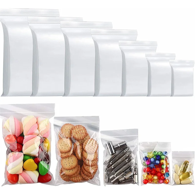 100Pcs-Bag-Reusable-Plastic-bag-Resealable-Small-Lock-Bags-Vacuum ...