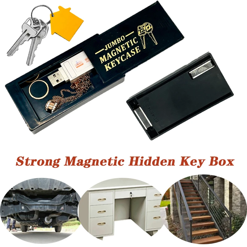 Strong-Magnetic-Car-Key-Safe-Box-Portable-Key-Lock-Holder-Box-Magnet ...