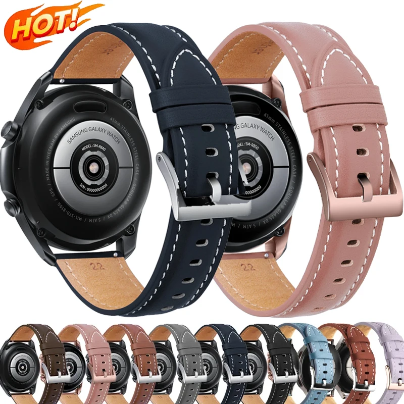 20mm-Leather-Strap-for-Samsung-Galaxy-Watch-Active-2-Gear-S3-22mm-6-5-4 ...