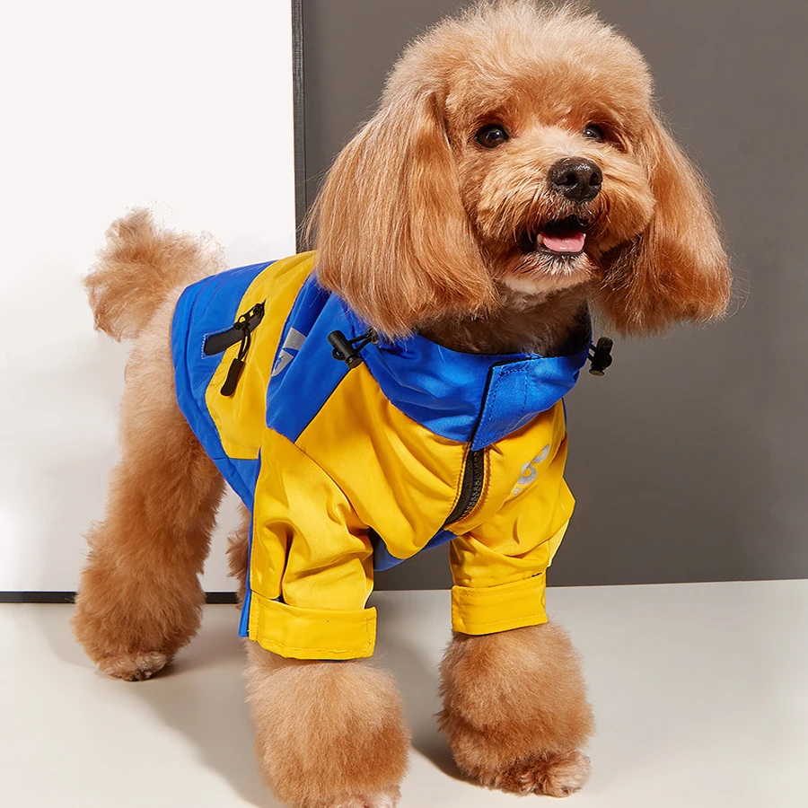 New Pet Dog Waterproof Jacket Hooded Dogs Cats Raincoat Dog Sport ...