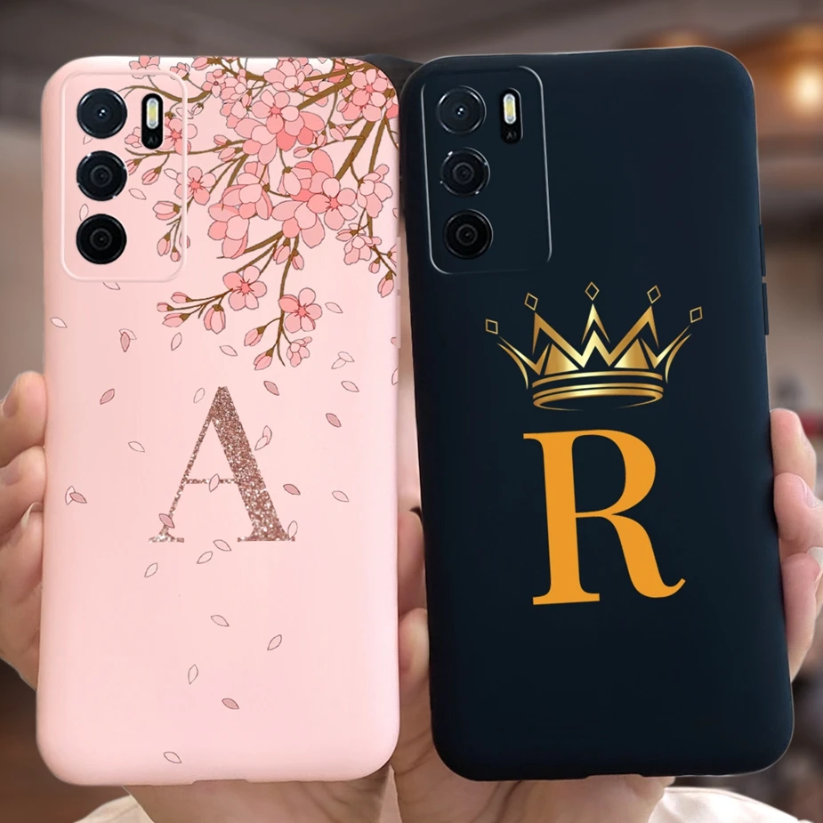 For Oppo A16 Case CPH2269 Stylish Crown Letters Back Cover For Oppo ...