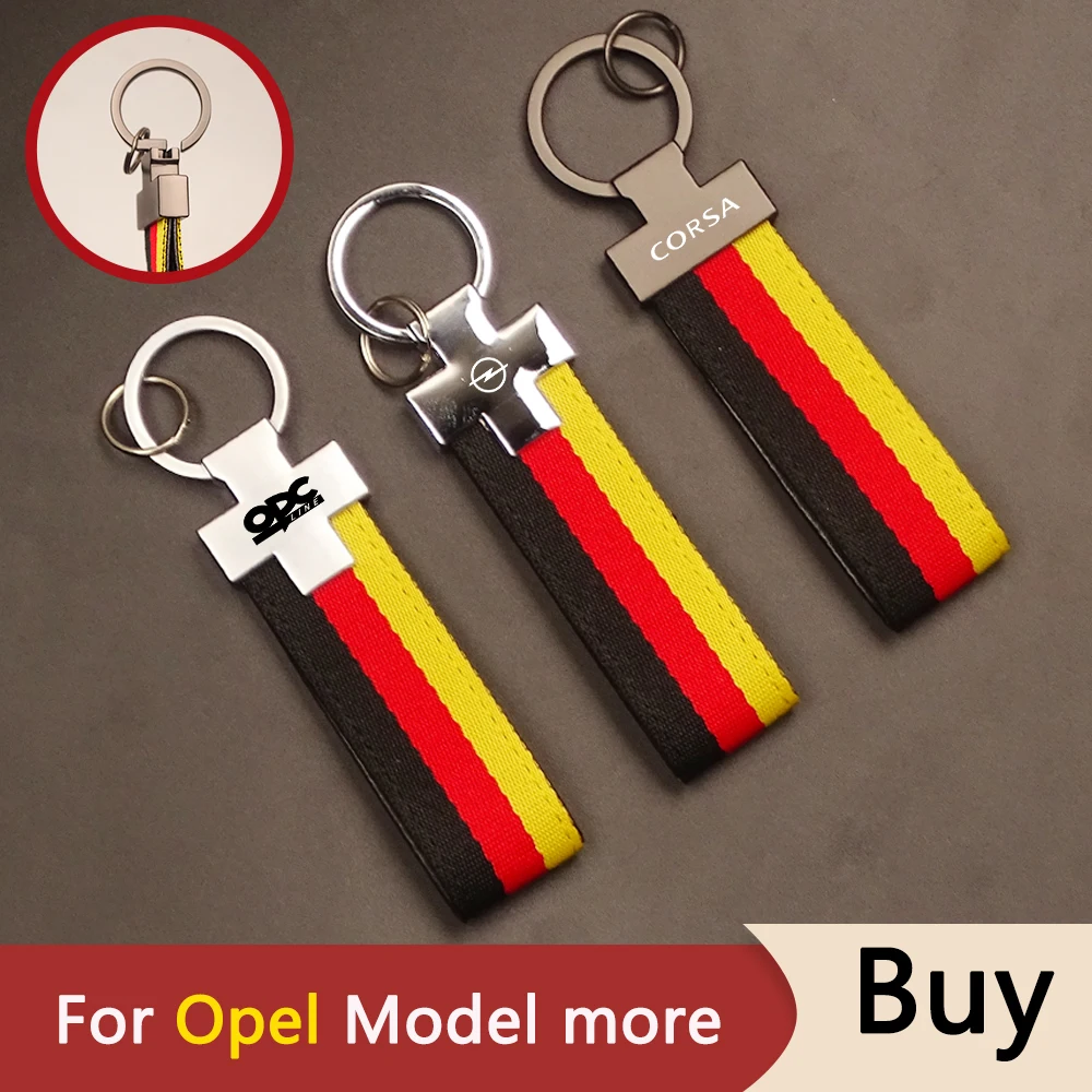 German-Flag-Metal-leather-webbing-Cross-Car-keychain-keyring-For-Opel ...