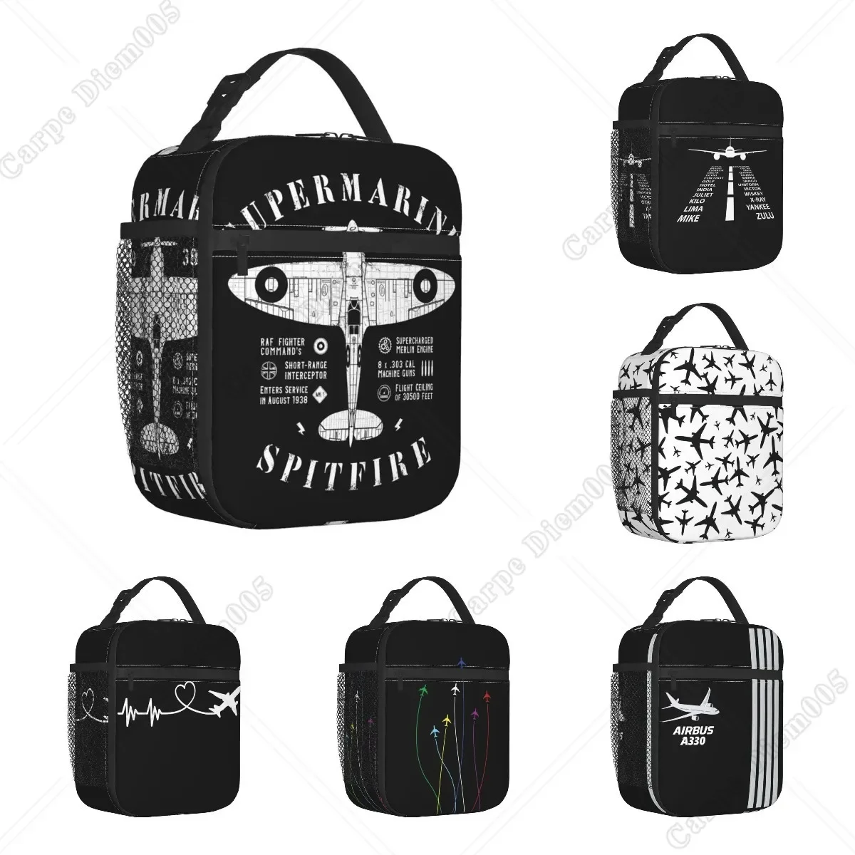 Supermarine Spitfire Insulated Lunch Bag Portable Fighter Plane WW2 War ...